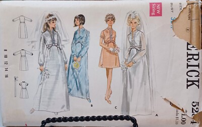 5284 Butterick SEWING Pattern UNCUT Misses 10 Vtg high-waist wedding ...