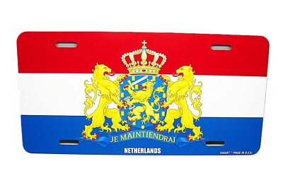 NETHERLANDS FLAG COAT OF ARMS DUTCH METAL NOVELTY CAR LICENSE PLATE ...