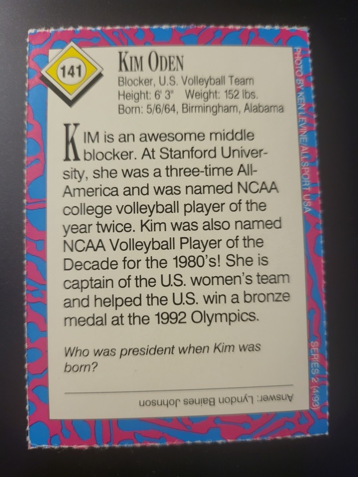 1991 Sports Illustrated Si for Kids volleyball Kim Oden RC card #141 | eBay