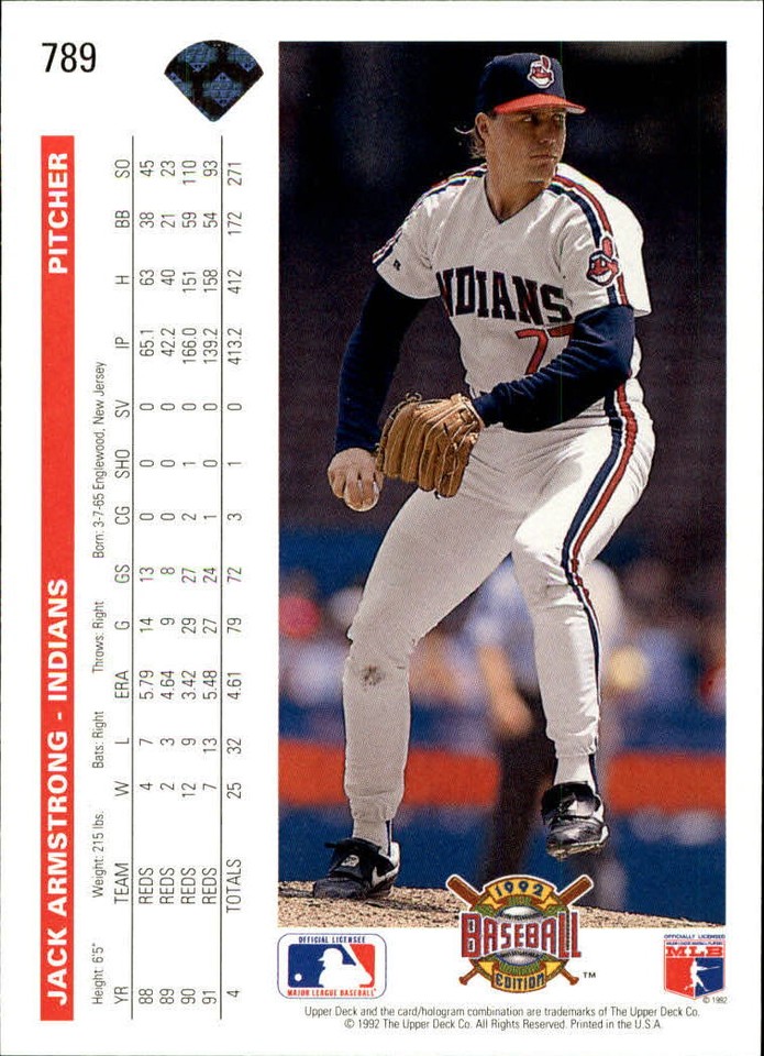 1992 Upper Deck Baseball Card #789 Jack Armstrong | eBay