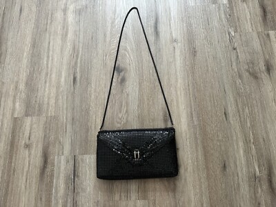 Vintage Beautiful Y2K Shiny Black Chain Mail Mesh Metal Clutch Snap ...