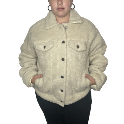 Royce® Ladies Yeti Faux Fur Cream Button Down Jacket RDG69PJ7SLD | eBay