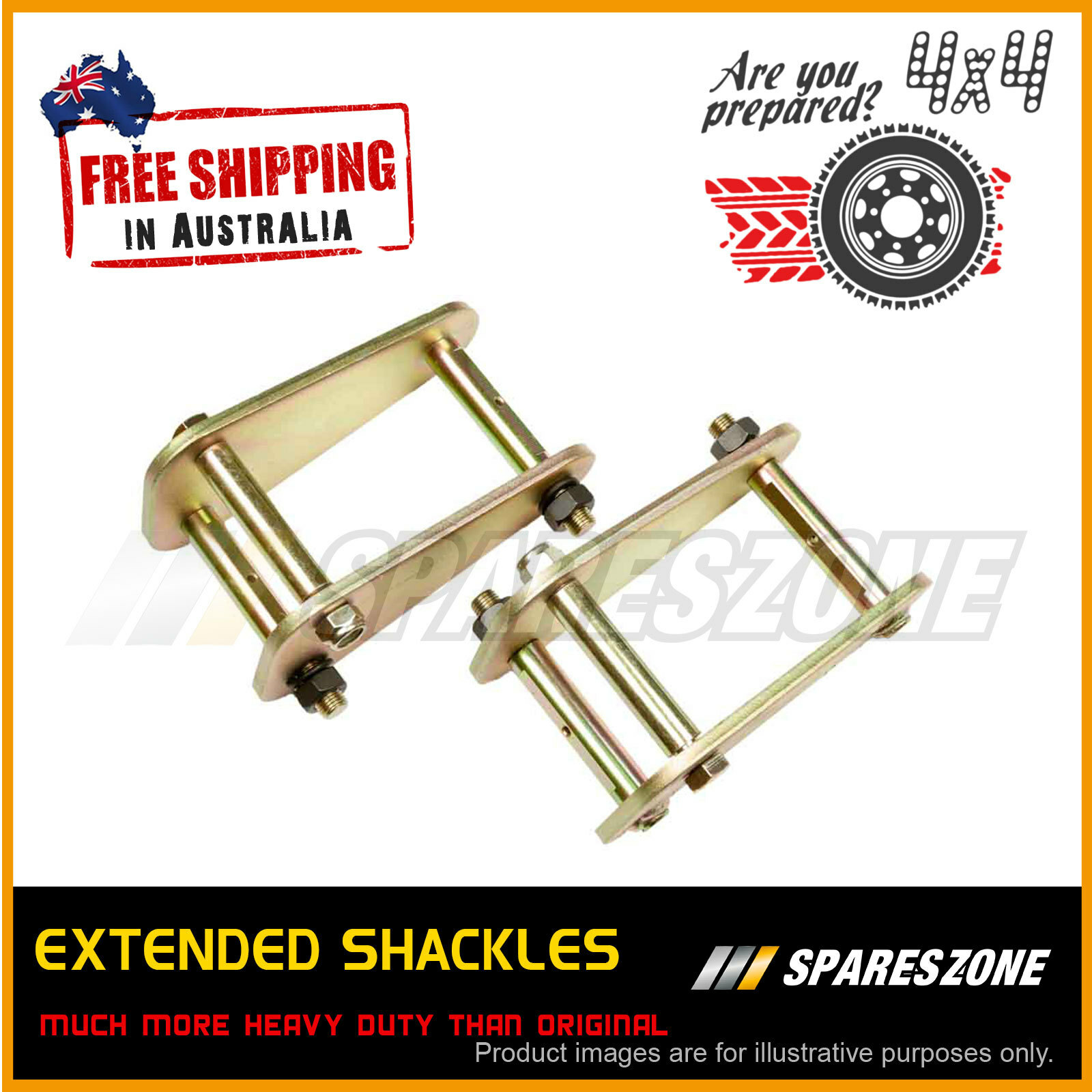 Pair Front Extended Shackles for Toyota Landcruiser 60 70 73 75 78 79 ...