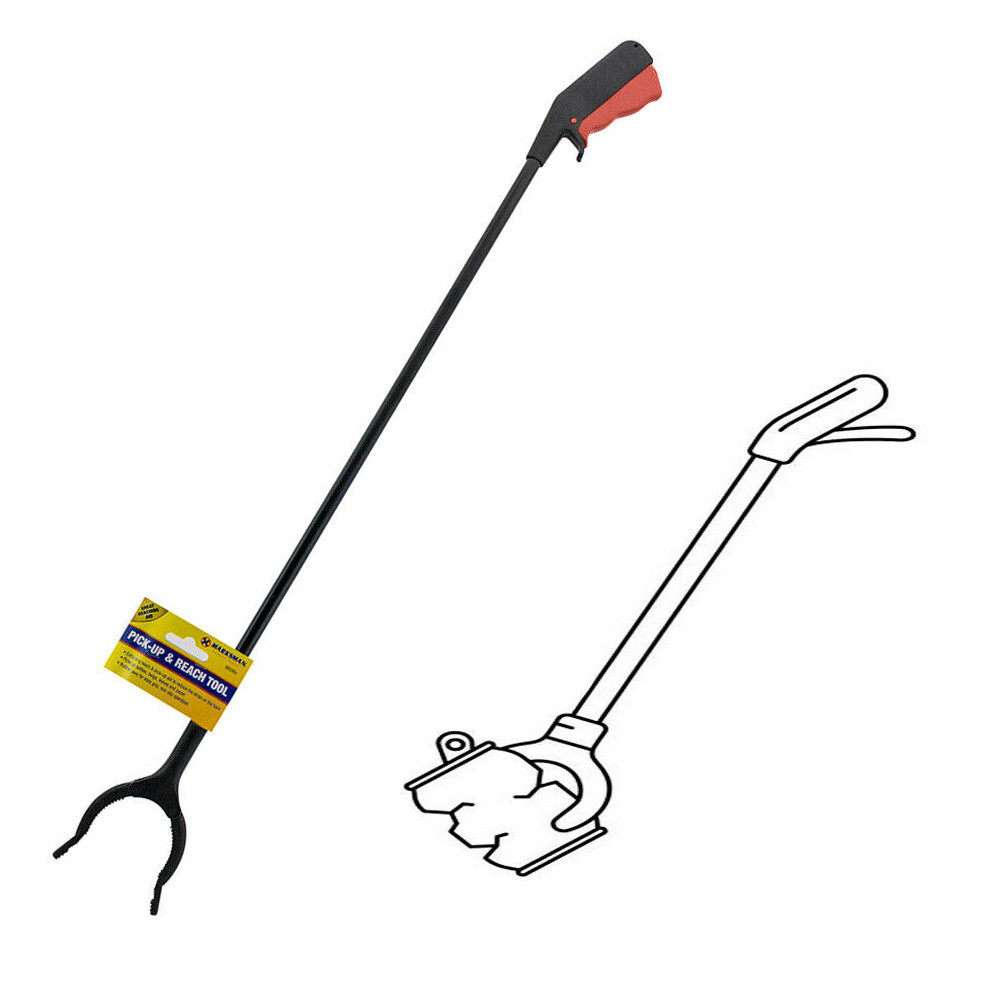 NEW LONG HANDLED REACHER LITTER WASTE PICKER PLASTIC CLAW RUBBISH ...