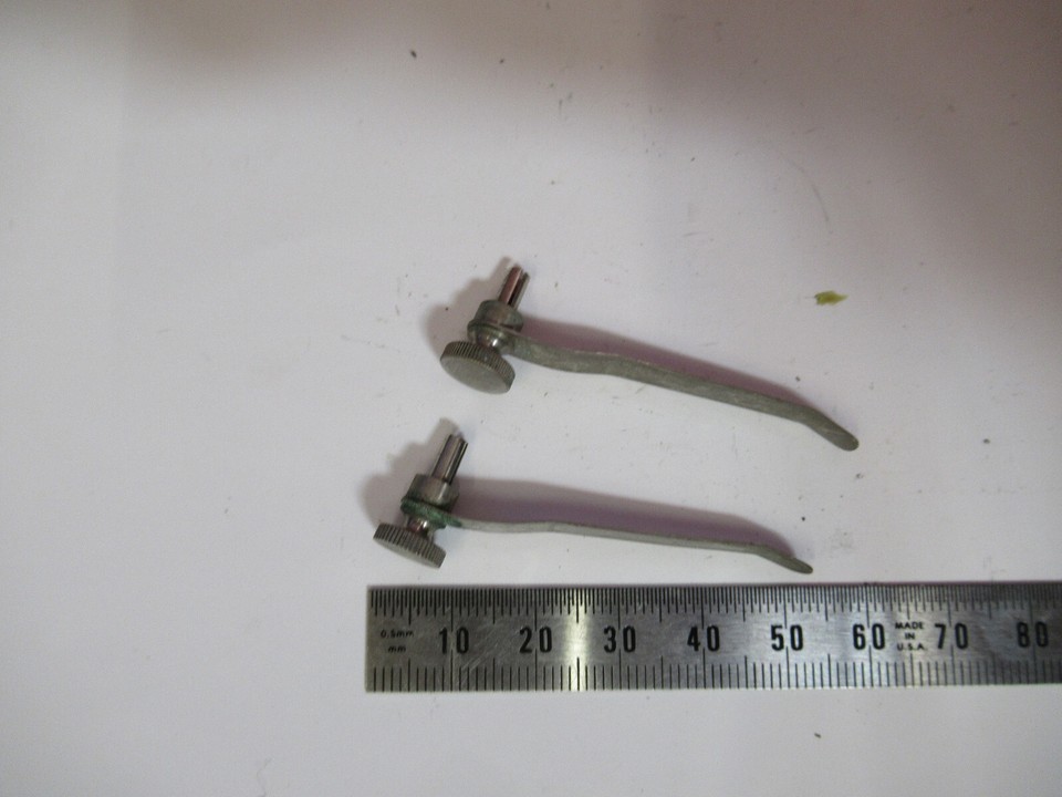 CARL ZEISS GERMANY PAIR STAGE CLIPS SPECIMEN MICROSCOPE PART AS ...