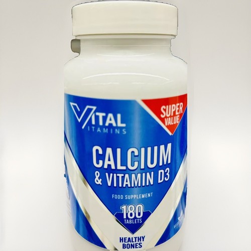 Vital Vitamins Calcium & Vitmain D 180 Tablets Super Pack Vegetarian ...