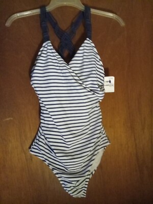 Bathing Suit With Tags ...One Piece Striped Bathing Suit Size Medium | eBay