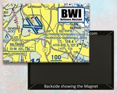 BWI Baltimore Sectional Map Handmade 3.25" x 2.25" Fridge Magnet ...
