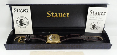 Men Stauer Dashtronic Jump Hour Watch 21 Jewels/Automatic/Gold Tone ...