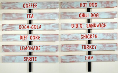 CONCESSION STAND SIGN PAIR WOODEN MENU BOARDS LARGE RETRO HANDPAINTED ...