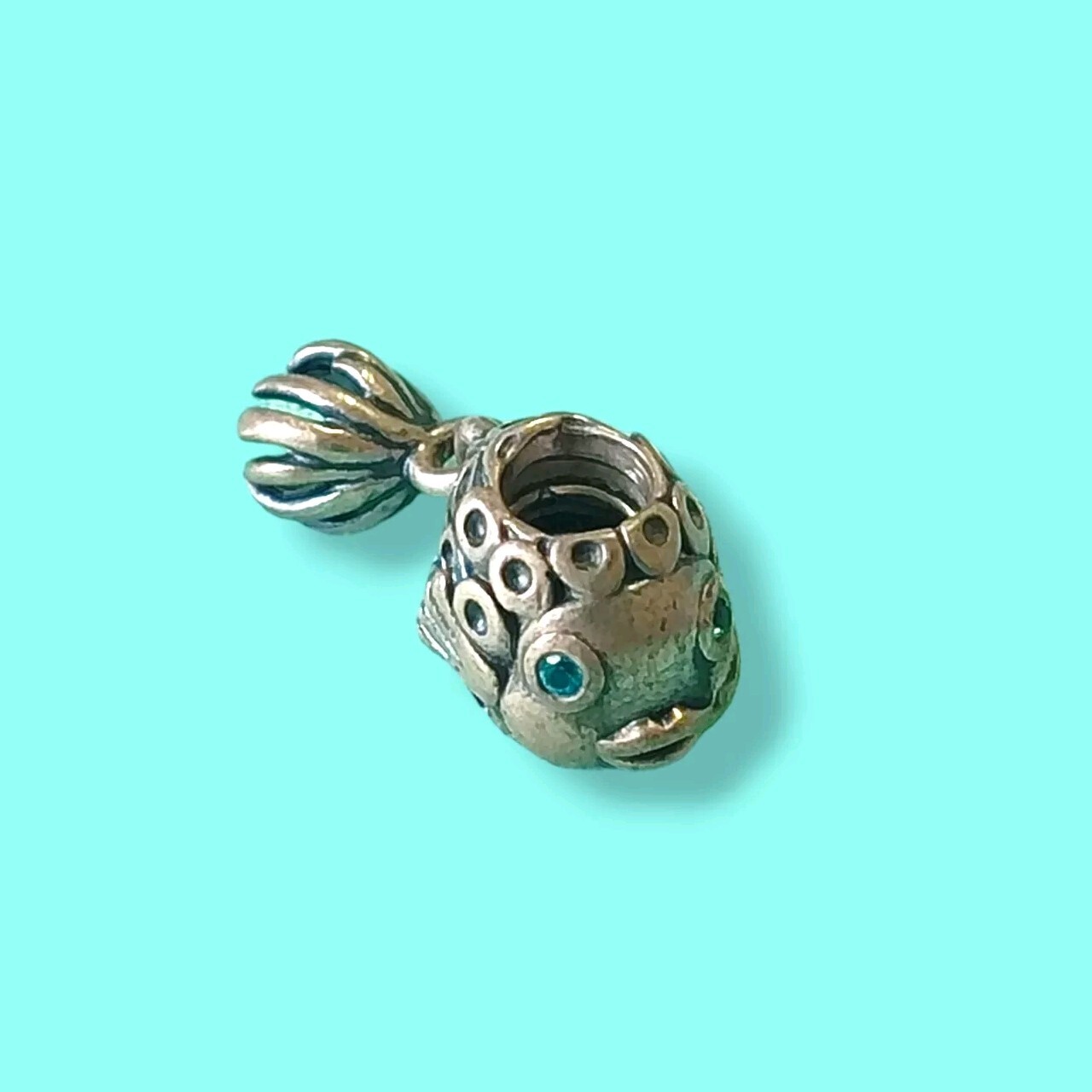 Signed ALE 925 Pandora Articulated Blue Eyes Gold Fis… - Gem