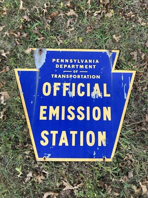 Vintage PA Official Emissions Inspection Station Double Sided Sign ...