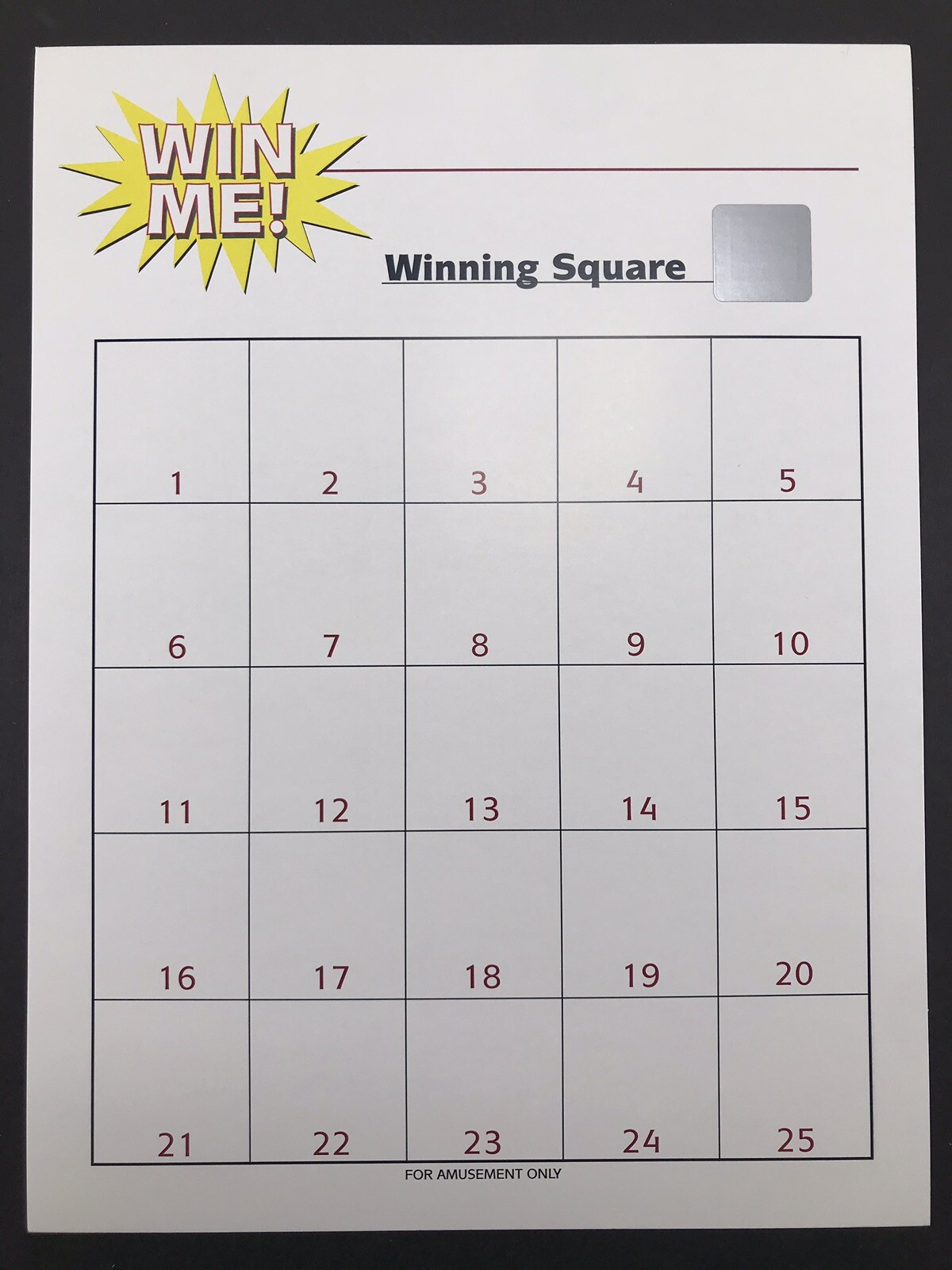 2 Count 25 Square SCRATCH OFF Raffle Board Fund Raiser Winning Gambling ...