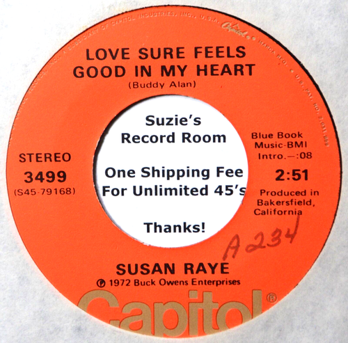 Susan Raye Love Sure Feels Good in My Heart #A Country 45 7" Vinyl ...