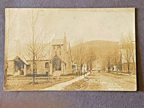 Vintage Real Photo Postcard Church Street Westfield PA 1909 Tioga ...