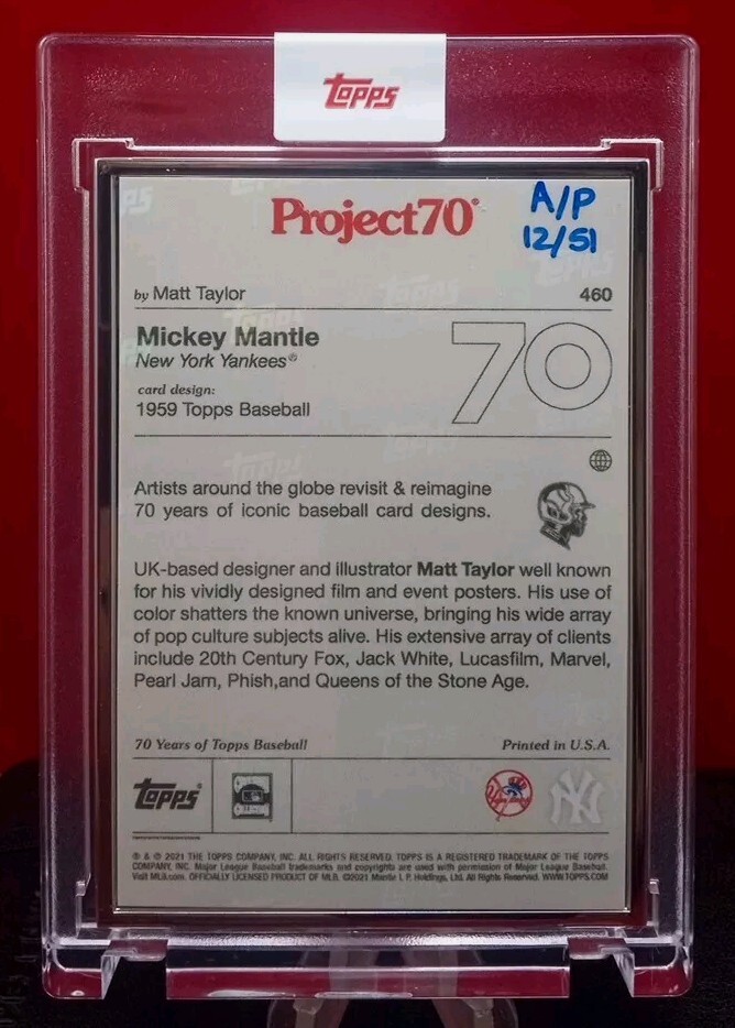 MICKEY MANTLE - Matt Taylor - Topps Artist Proof 12/51 - Project 70 ...