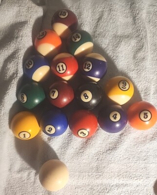 Used Billiard Balls 2.25 inch w/ Cue Ball Pool Table Balls | eBay