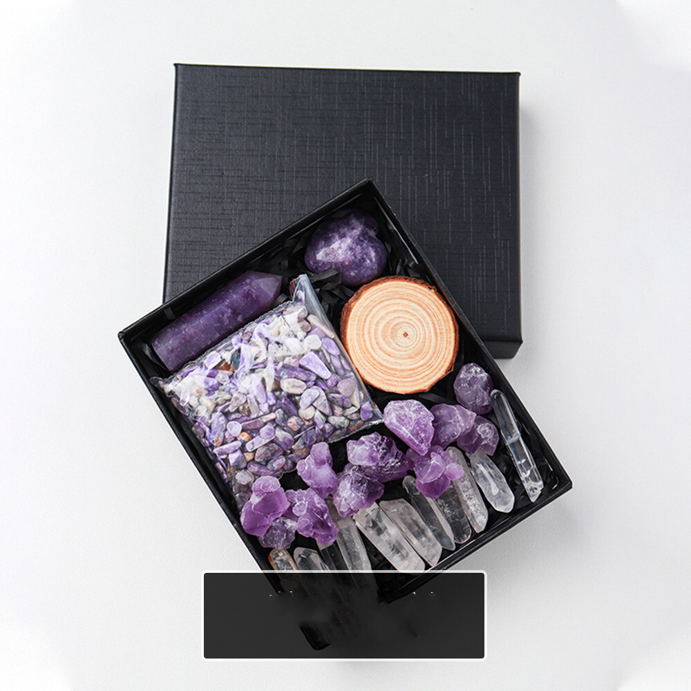 Natural Crystal Pillar Collection Crushed Stone Gift Set | eBay