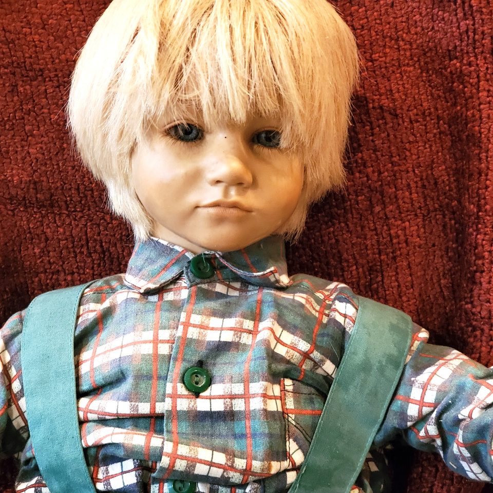 Annette Himstedt 1986 Bastian Barefoot Blonde Boy Doll Blue Eyes 26 ...