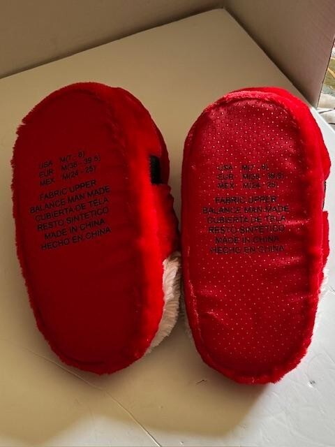 Dan Dee Santa Shoes Elf Christmas Red House Slippers Plush Jingle Bells ...