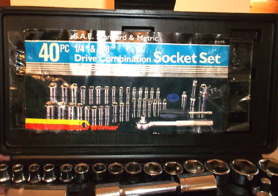 Wilmar Socket Set SAE Standard Metric 40 Piece Drive Combination 1/4 In ...