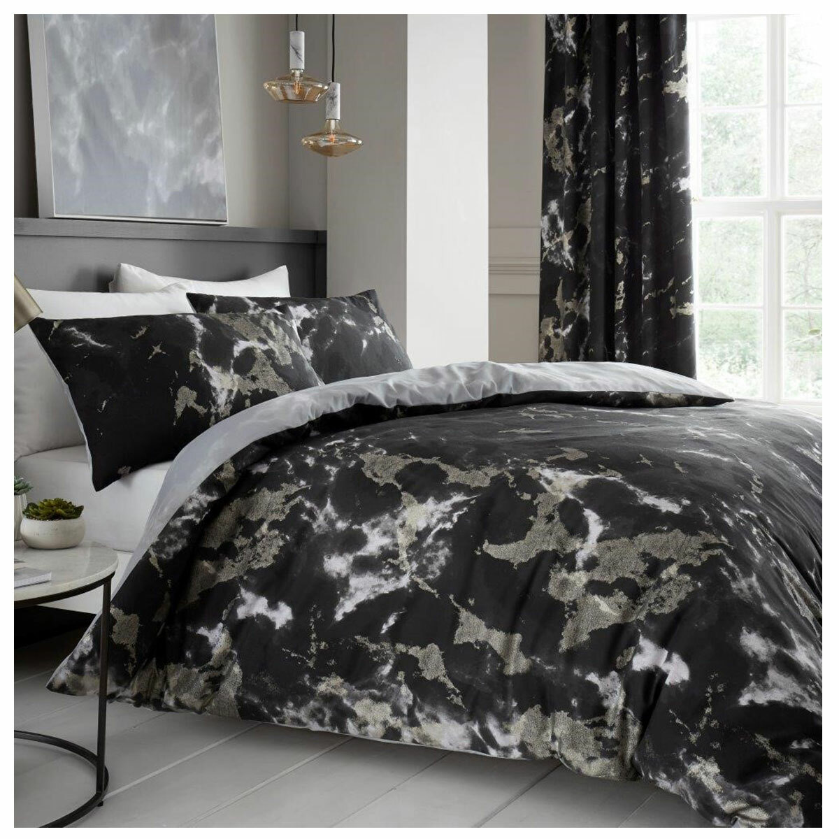Marble Duvet Quilt Cover Bedding Set Single Double King Size With ...