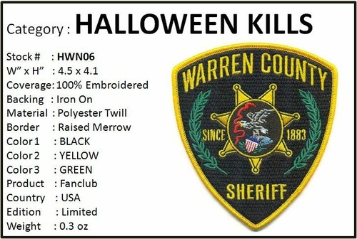HALLOWEEN KILLS - WARREN COUNTY POLICE PATCH - HWN06 | eBay