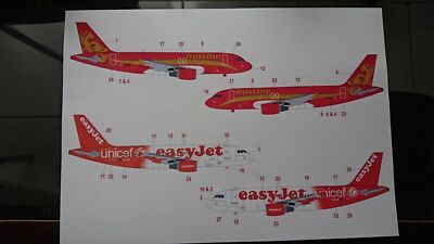 Airbus A319 Rusline + Easyjet UNICEF Gio Decals 1/144 | eBay