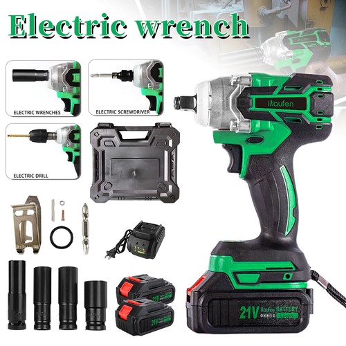 1/2" Electric Impact Wrench Brushless High Toque Wrench Tool Set Li-ion ...