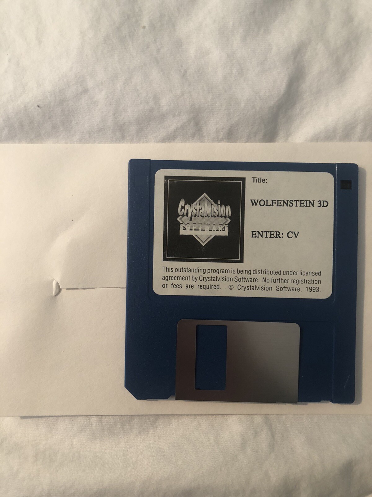 Wolfenstein 3D CrystalVision Software PC 3.5" Floppy Disk Vintage ...