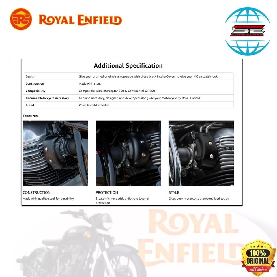 Royal Enfield bear 650 interceptor 650 intake cover kit black 1990442 ...