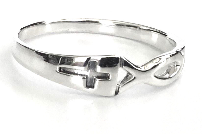 Sterling Silver Jesus Fish Cross Christian Ring Size 12 Or 13 | eBay