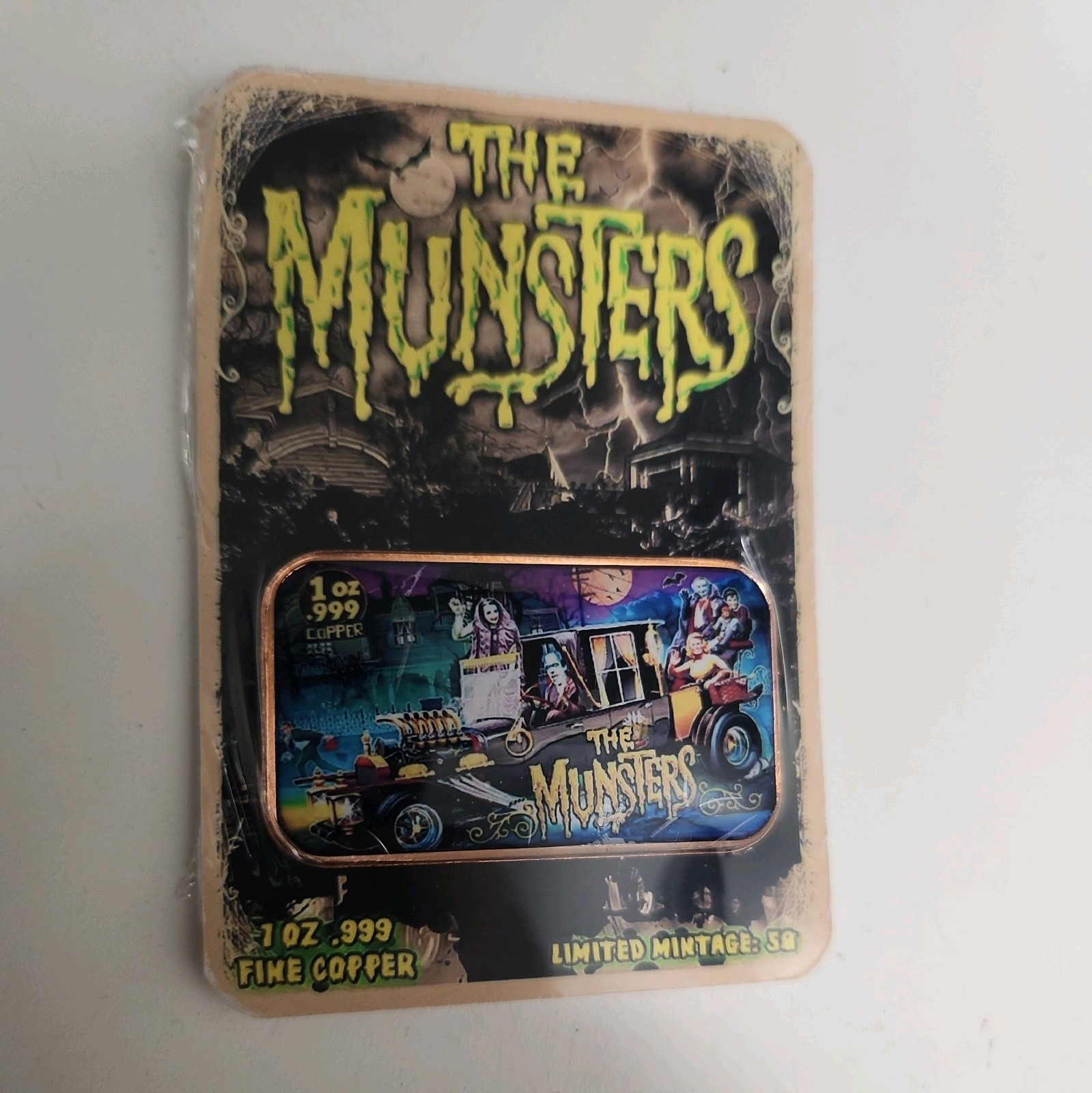 🔥 "The Munsters" Colorized 1 oz Copper Bar Sealed On Assay Card Mintage ...