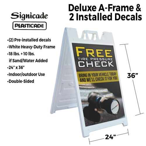Free Tire Pressure Check Heavy Duty A-Frame Sidewalk Sign Auto Shop ...
