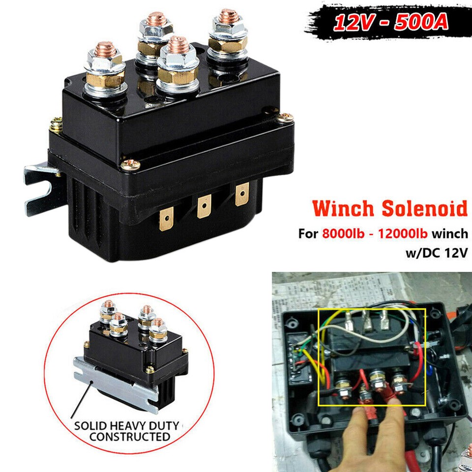 12V 500A Winch Solenoid Relay Controller Contactor 12000 LBS for Warn ...