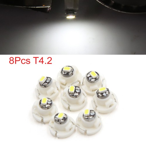 8pcs T4.2 White 3020 LED Dashboard Panel Light Lamp Bulb for Car ...