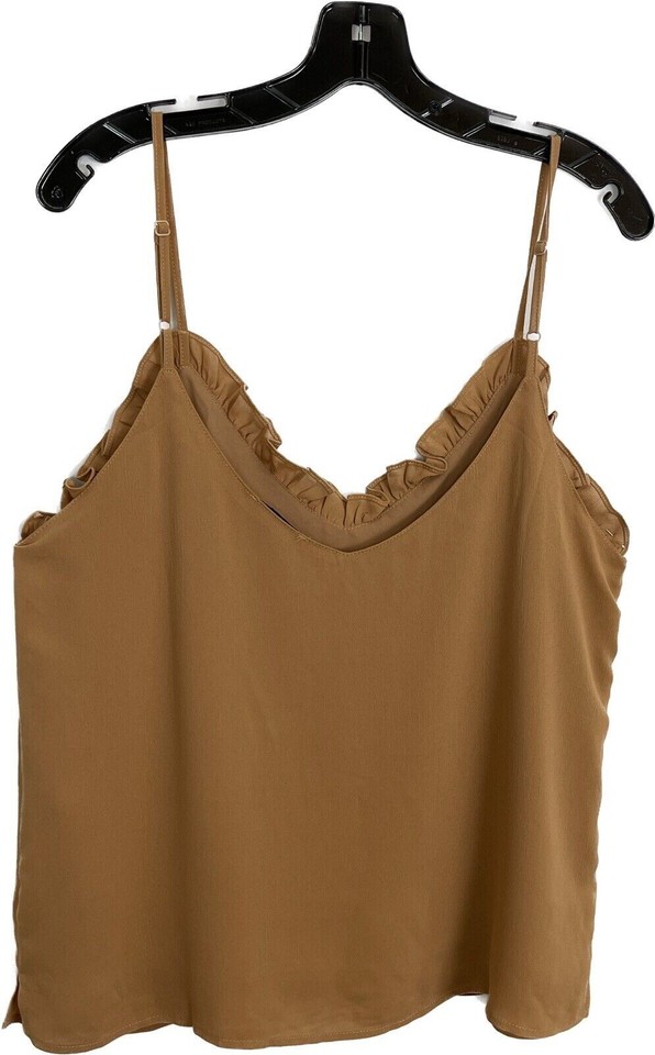 Wishlist Women's Tank Top Brown Ruffle Trim Crinkle Size M | eBay