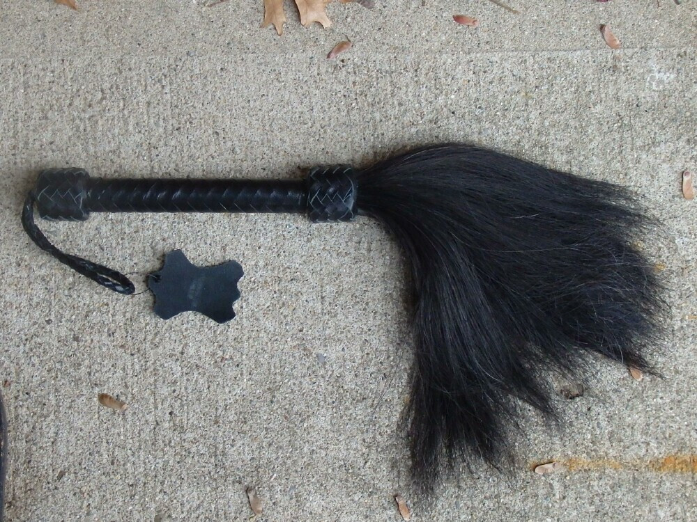 Black Leather Horse Hair Flogger - Horsehair Whip WHISK - EQUESTRIAN ...