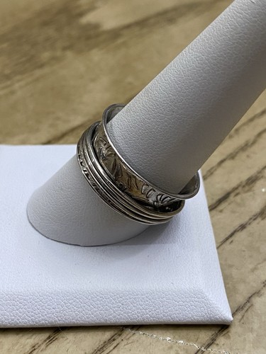 Djoy Sterling Silver 925 Designer Signed Large Spinner Band Ring Size ...