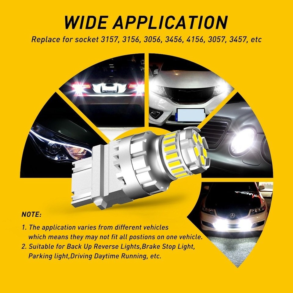 4Pcs 3157 3457 3057 White 23SMD Signal Backup Reverse Tail Turn LED ...