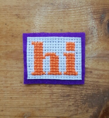 Handmade 'hi' Cross Stitch On Felt Patch | eBay UK