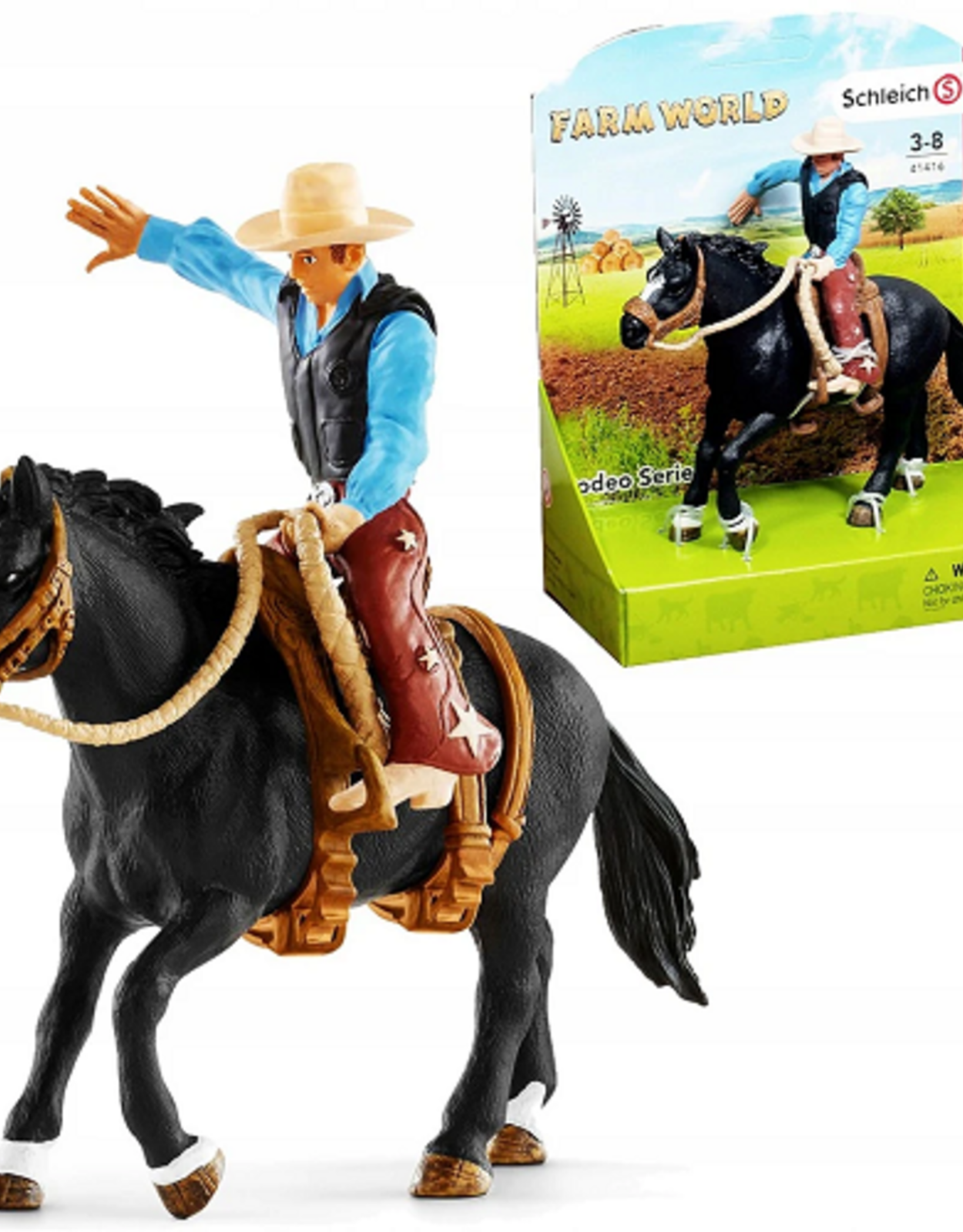 Schleich Farm World Rodeo Series Bronco Buster Cowboy 41416 Horse | eBay