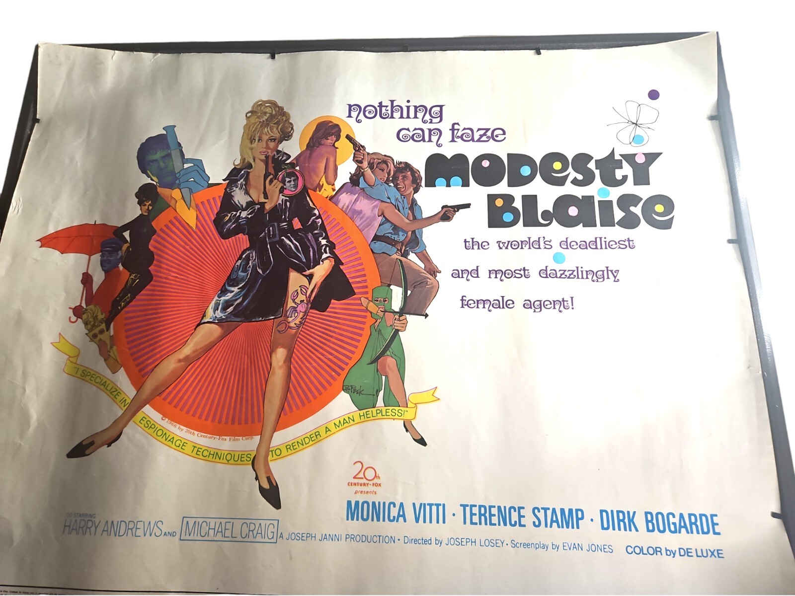 MODESTY BLAISE half sheet movie poster 22x28 MONICA VITTI BOB PEAK 1966 ...