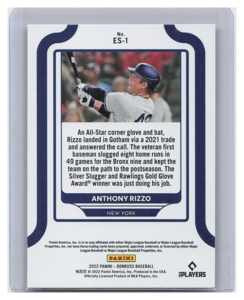 Anthony Rizzo 2022 Donruss Baseball - Elite Series Diamond - New York ...
