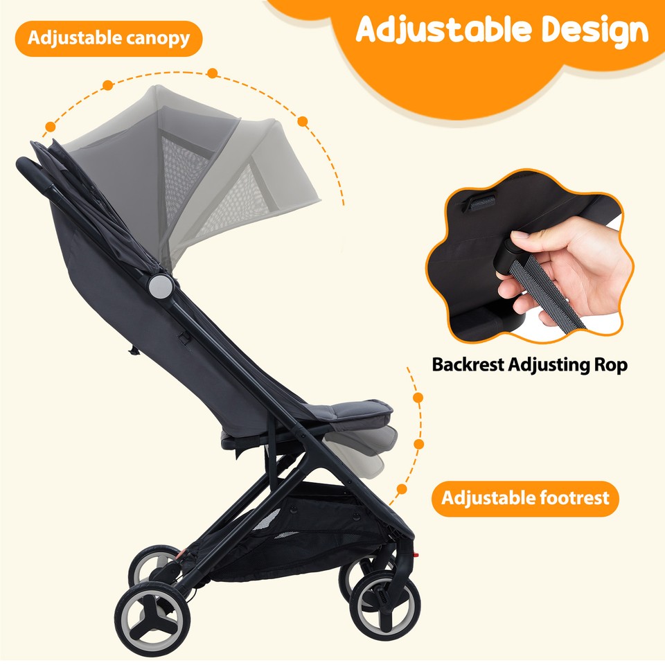 Lightweight Stroller Compact One Hand Fold Travel Stroller for Airplane ...