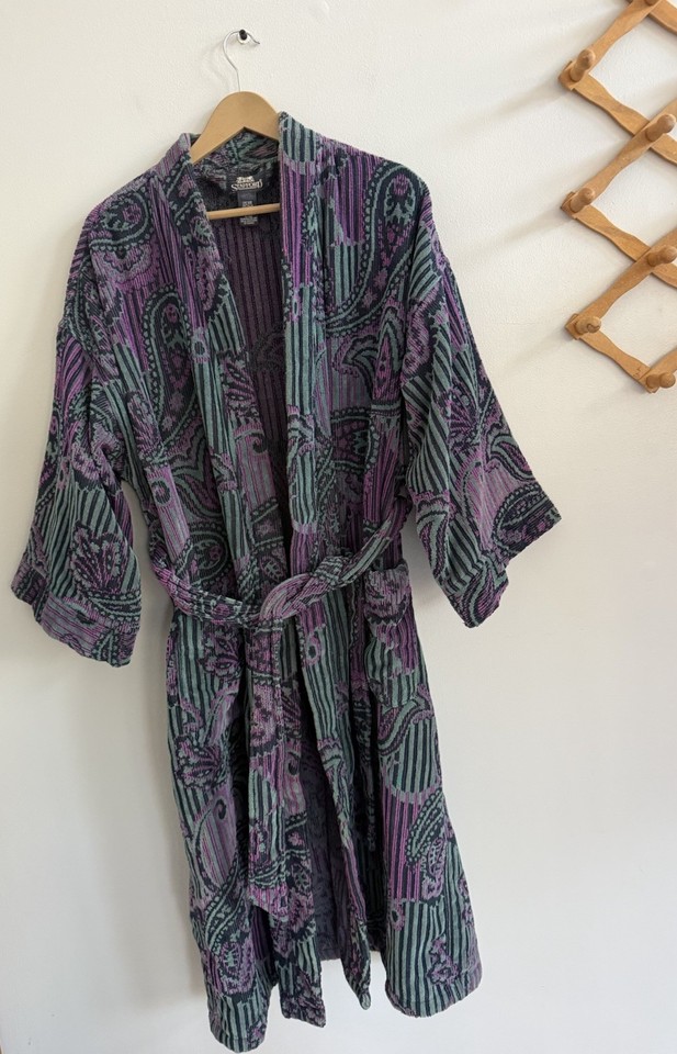 Vintage Stafford Bath Robe One Size Mens Paisley Thick Terry Cloth ...