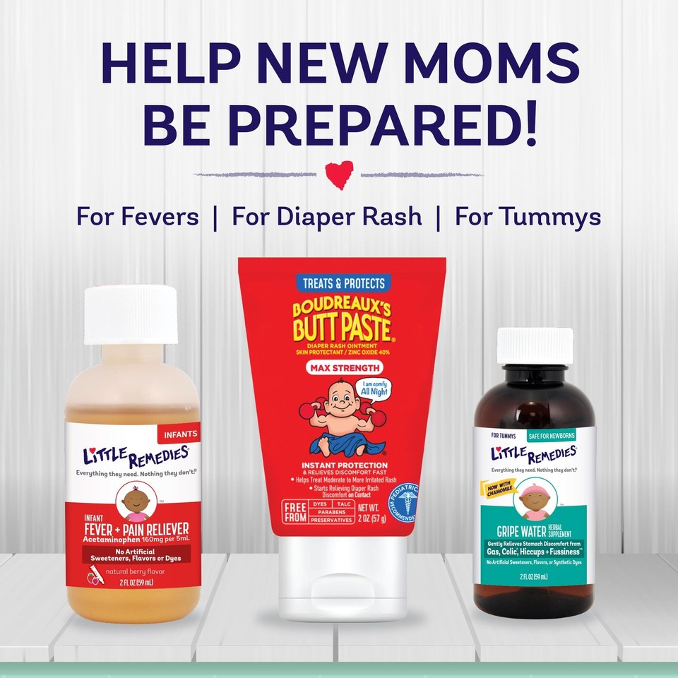 New Baby Essentials Kit with Saline Nasal Spray, Diaper Rash Cream, Gas ...