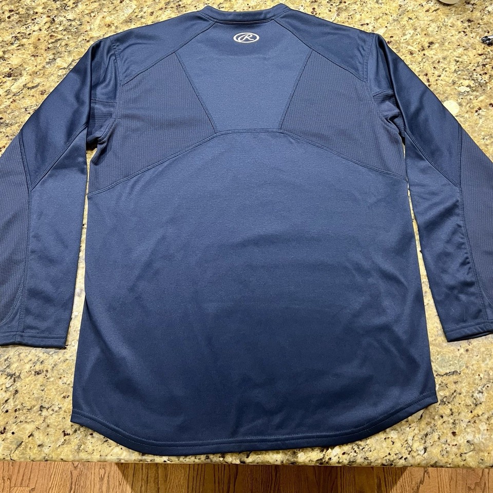 Rawlings Long Sleeve Baseball Practice Jersey Mens MEDIUM Navy Blue ...