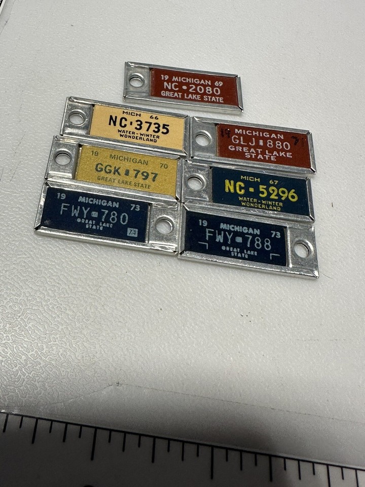 Vintage Michigan DAV Mini License Plate Disabled Veterans Lot Of 7 Key ...