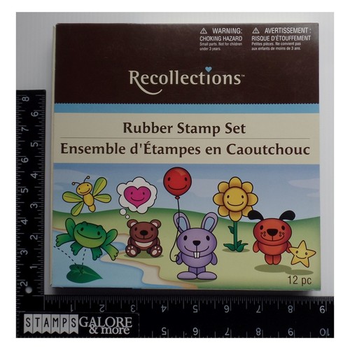 RECOLLECTIONS RUBBER STAMPS FOAM MOUNTED 12 PCS ANIMALS FLOWERS KIDS # ...